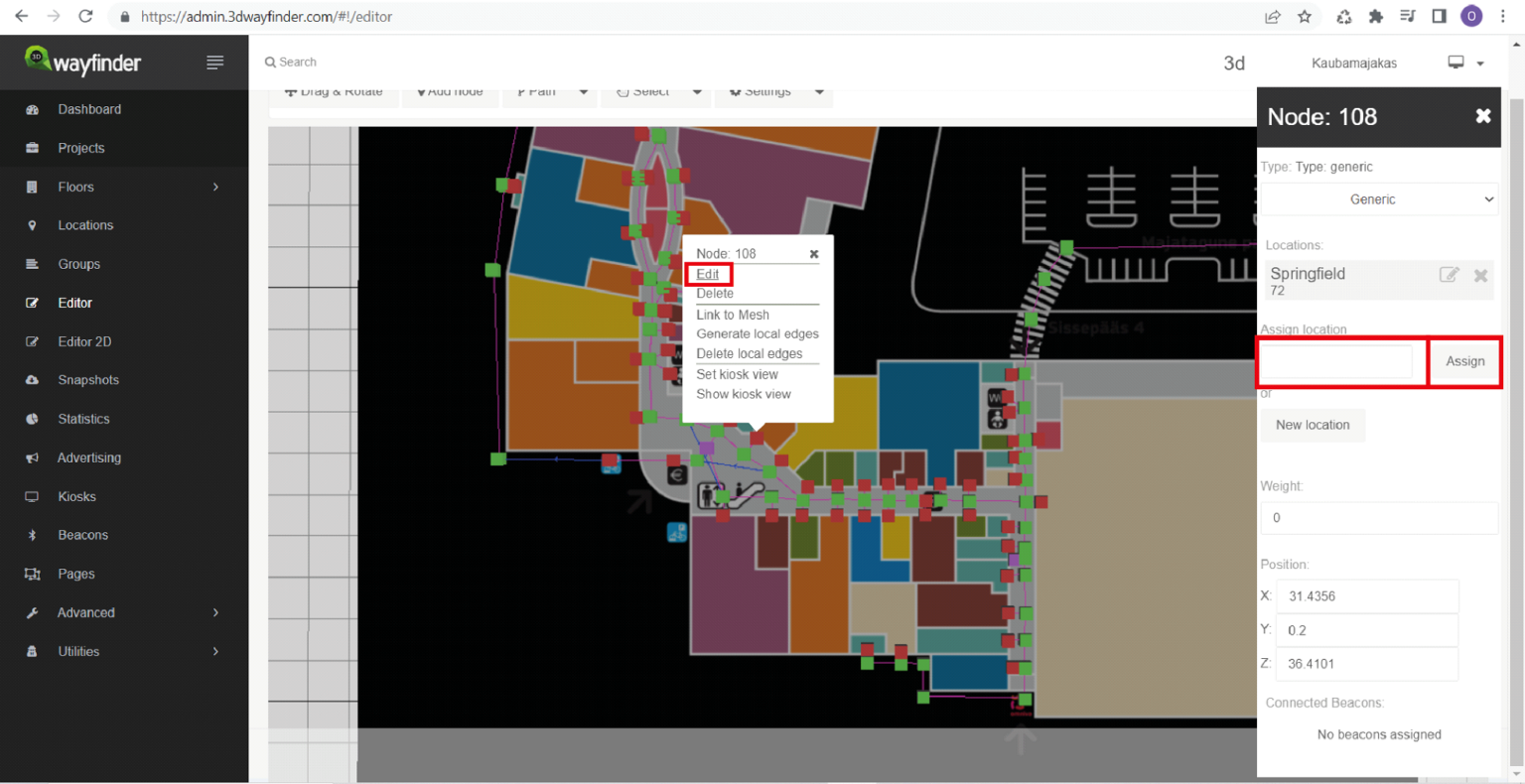 Creating 2D maps – 3D Wayfinder